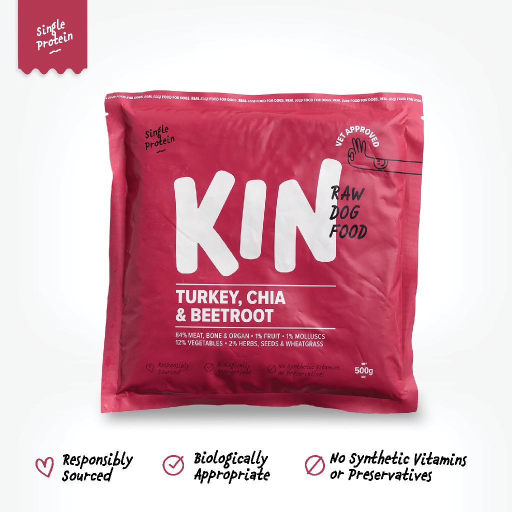 Jual KIN DOG FOOD Turkey, Chia & Beetroot 500g | Shopee Indonesia