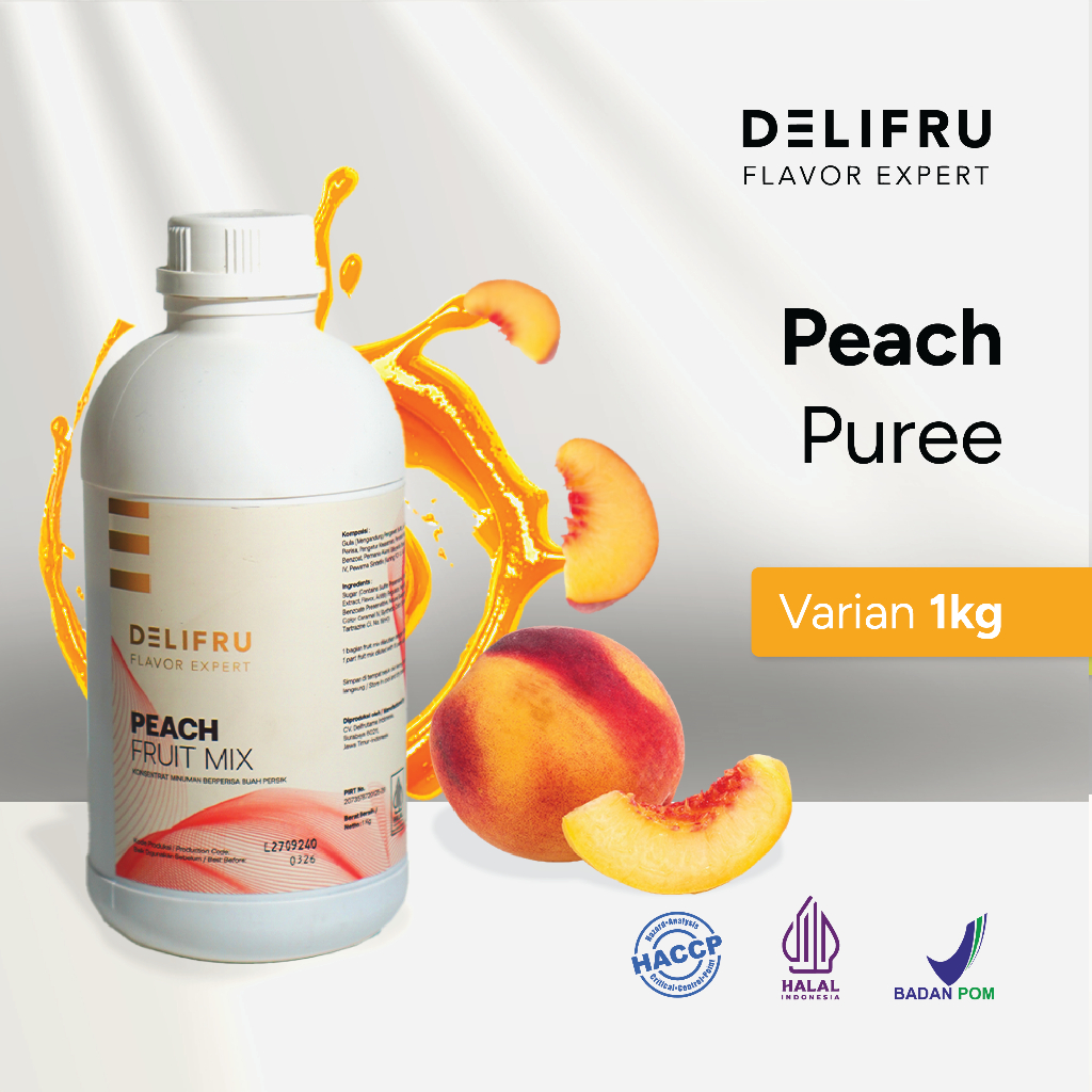 Jual Peach Puree Fruit Mix Delifru 1 Kg - Puree Peach Premium | Shopee ...