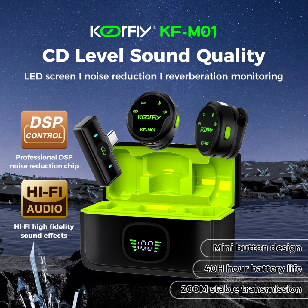 Jual KOORFLY M01 Wireless Microphone Mikrofon Nirkabel Lavalier dengan ...