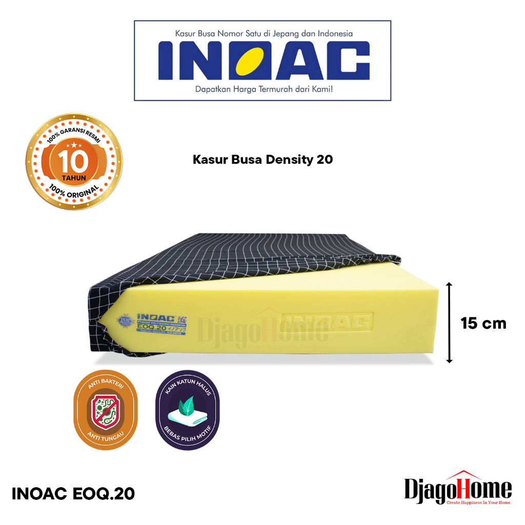 Jual INOAC Kasur Busa EOQ 20 Garansi 10 Tahun Tebal 15 cm | Shopee ...