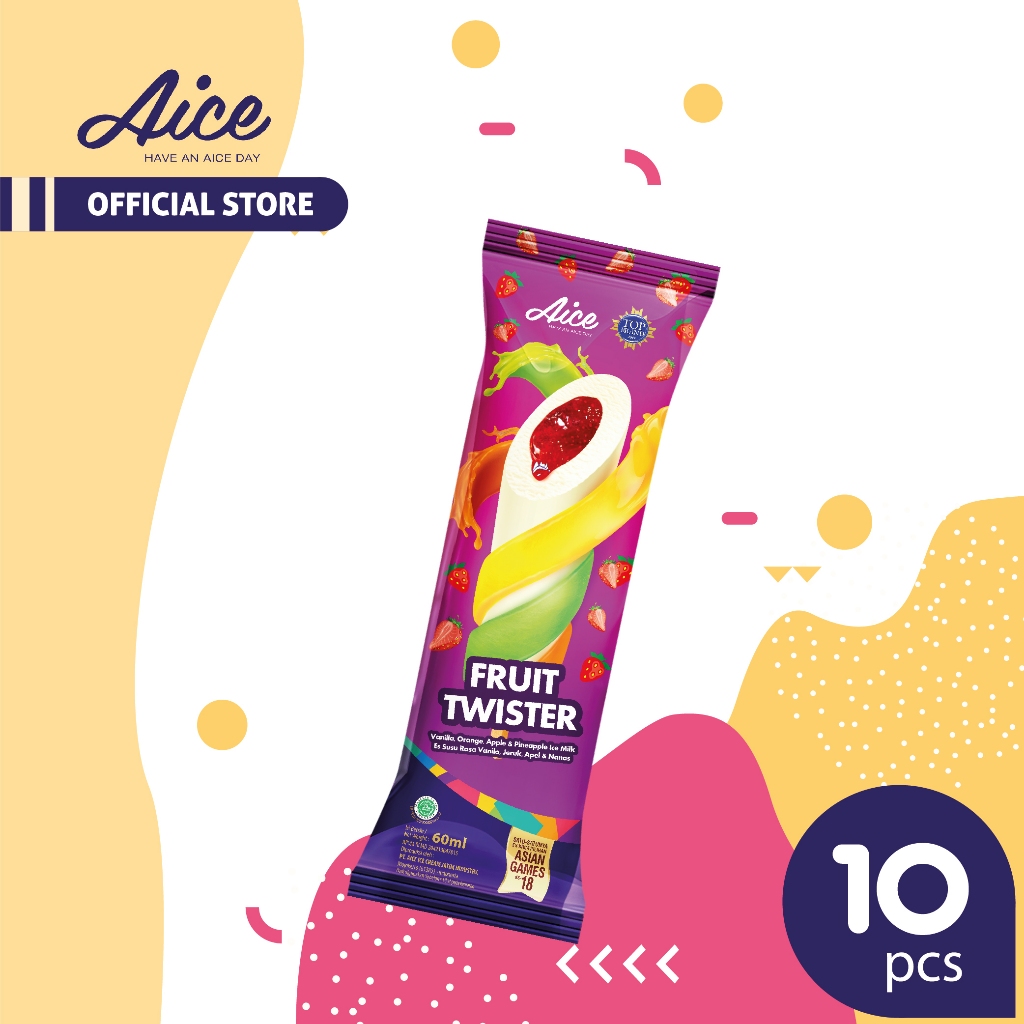 Jual Aice Ice Cream Fruit Twister Es krim 3 varian stick isi 10pcs eskrim | Shopee Indonesia