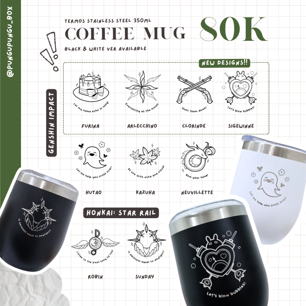 Jual Stainless Coffee Mug Genshin Impact Honkai Star Rail Hutao Kazuha ...