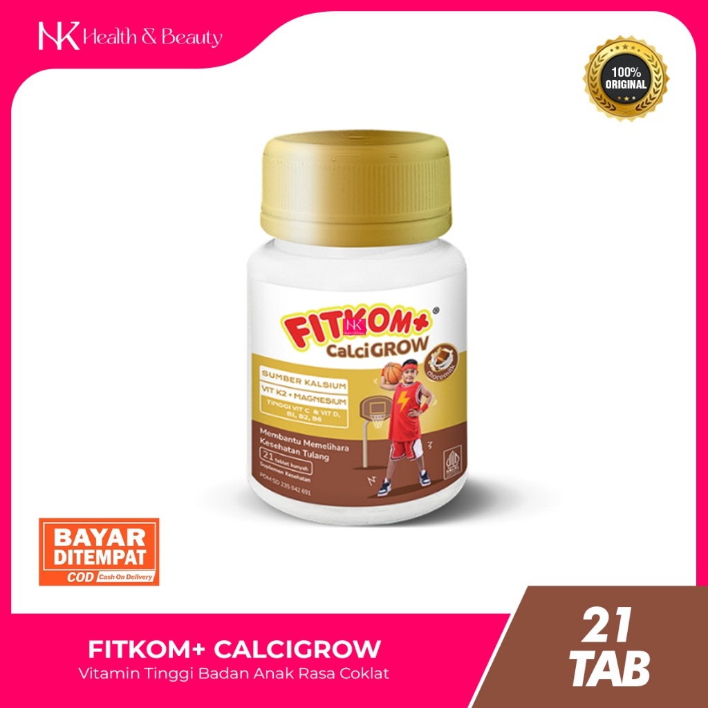 Jual Fitkom CalciGROW isi 21 Tablet Hisap - Vitamin Tinggi Badan Anak ...
