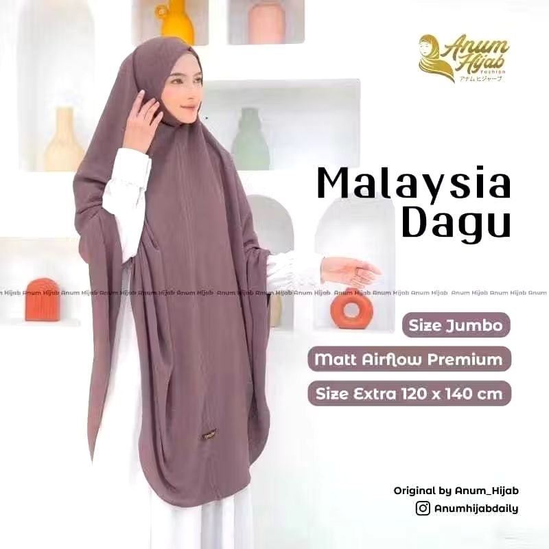 Jual Khimar Dagu Malay Jumbo Soft Ped Crinkle Airflow / Bergo Malaysia Dagu Jumbo XXL Soft Ped ...