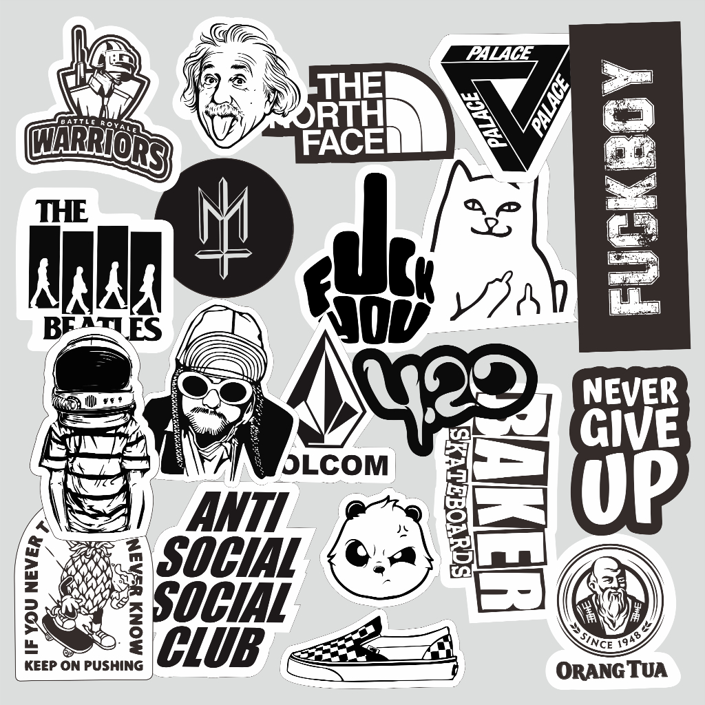 Jual STICKER AESTETIC HITAM PUTIH 20 PCS HYPEBEAST FOR TUMBLER, CASING ...