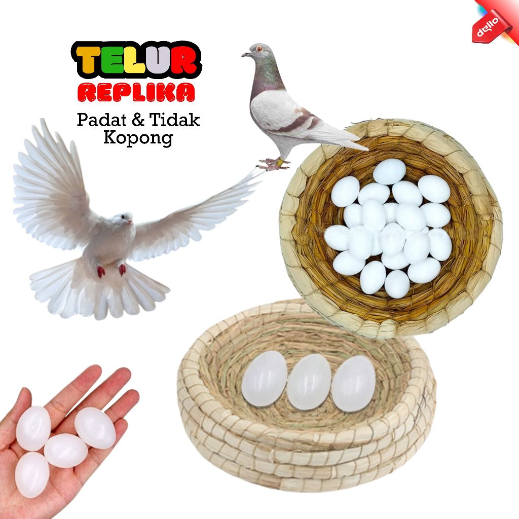Jual Telur replika merpati mainan burung plastik warna putih isi padat ...