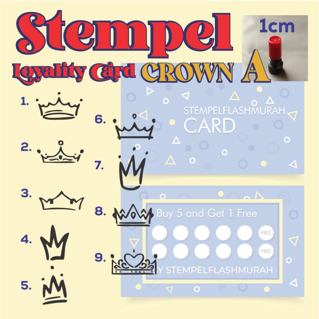 Jual stempel promo crown A 1cm custom stamp kartu nama toko member ...