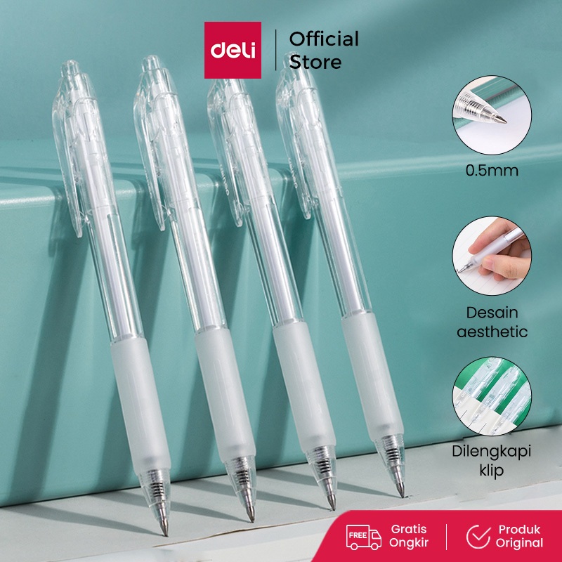 Jual Deli Gel Pen Pulpen Gel Retractable Tinta Hitam 0.5mm A057B-01 ...