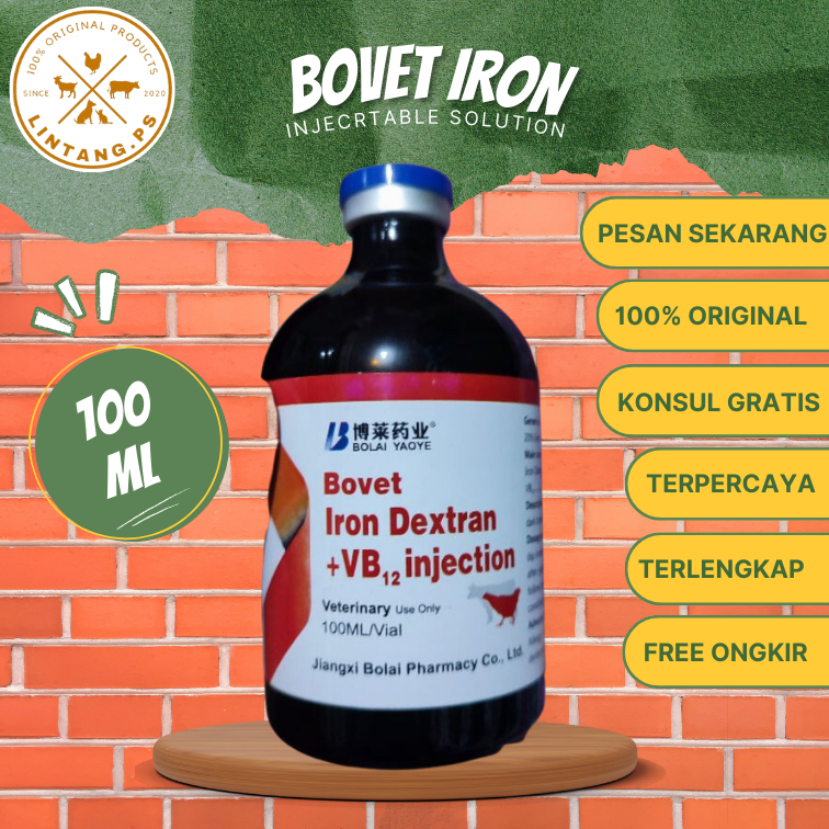 Jual Iron Dextran + Vit B12 - Bovet Iron Dextran+ Vitamin B12 Injeksi ...