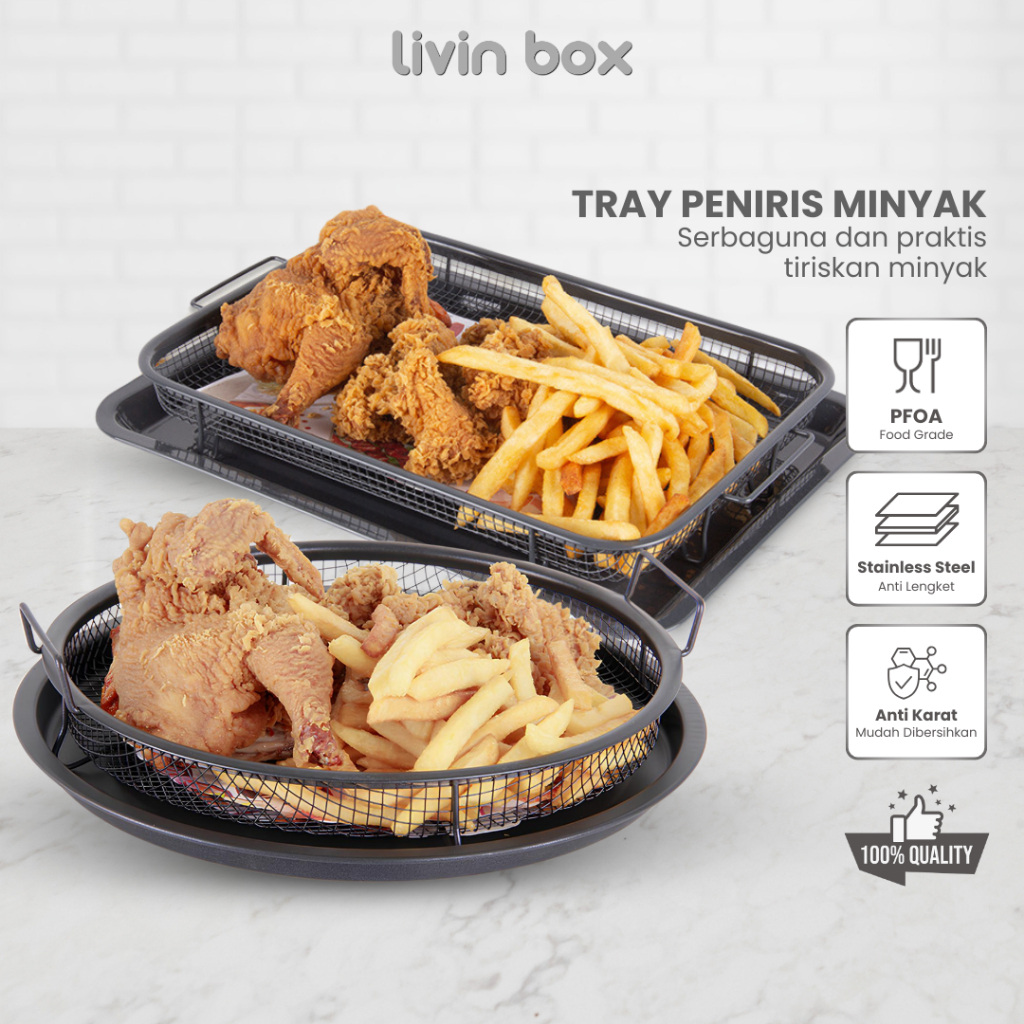 Jual LIVINBOX Black Saringan Minyak Set Wadah tempat Peniris Minyak ...