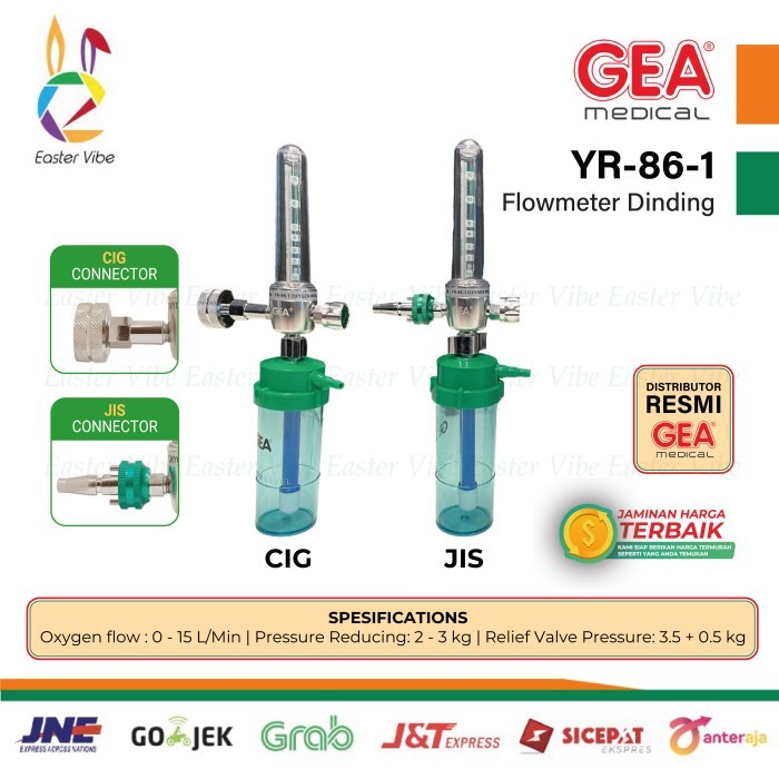 Jual GEA YR 86 1 REGULATOR OKSIGEN DINDING FLOWMETER OXYGEN JIS CIG C&U ...