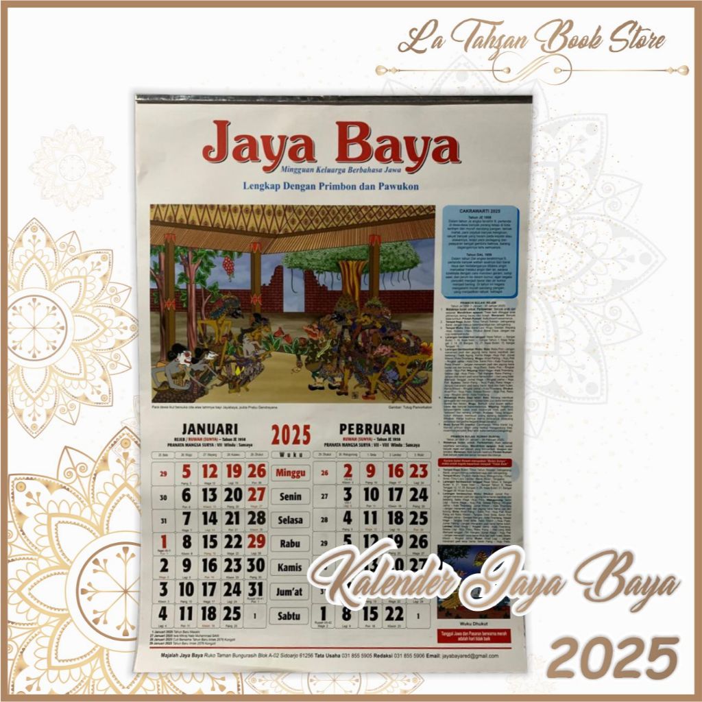 Jual Kalender Jaya Baya 2025 Joyo Boyo Lengkap Original | Shopee Indonesia
