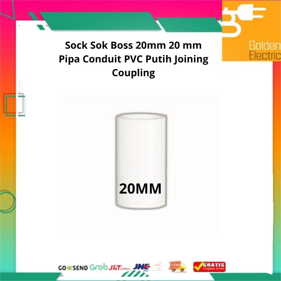 Jual Sock Sok Boss 20mm 20 mm Pipa Conduit PVC Putih Joining Coupling ...