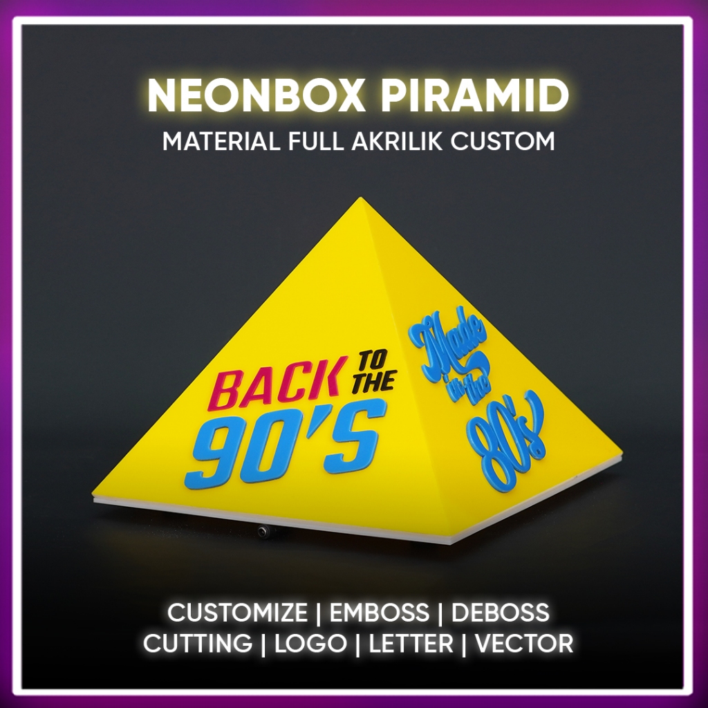 Jual Signage Piramid Neon Box Nyala Ukuran Custom | Shopee Indonesia