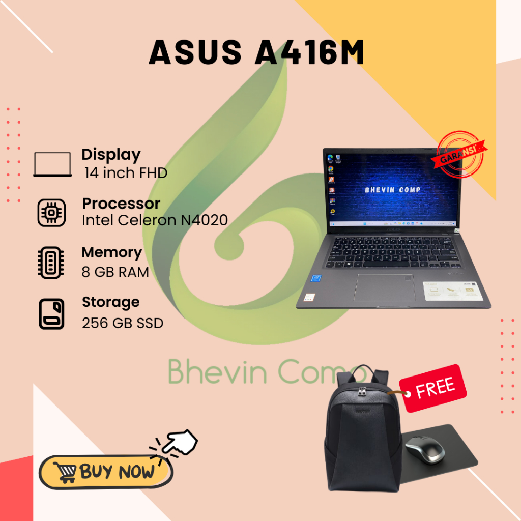 Jual ASUS A416M INTEL CELERON N4020 RAM 8GB SSD 256GB | Shopee Indonesia