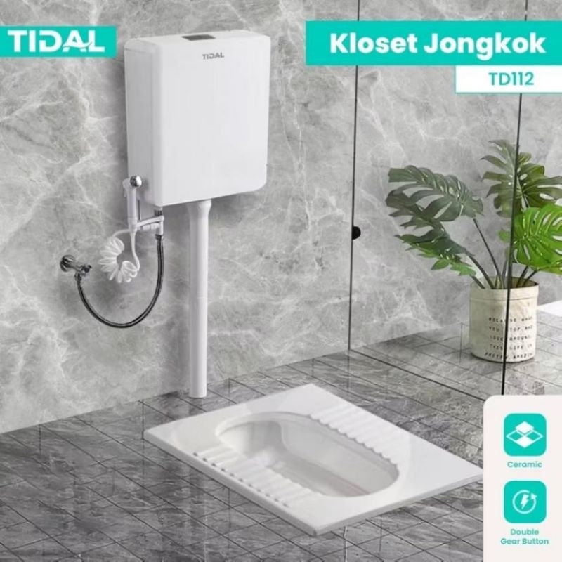 Jual CLOSET JONGKOK FLUSH/OTOMATIS TIDAK TD112 KOMPLIT SET PUTIH | Shopee Indonesia