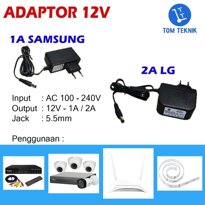 Jual Adaptor 12V 1A 2A Samsung / LG 12V/1A 12V/2A Untuk CCTV STB Set ...