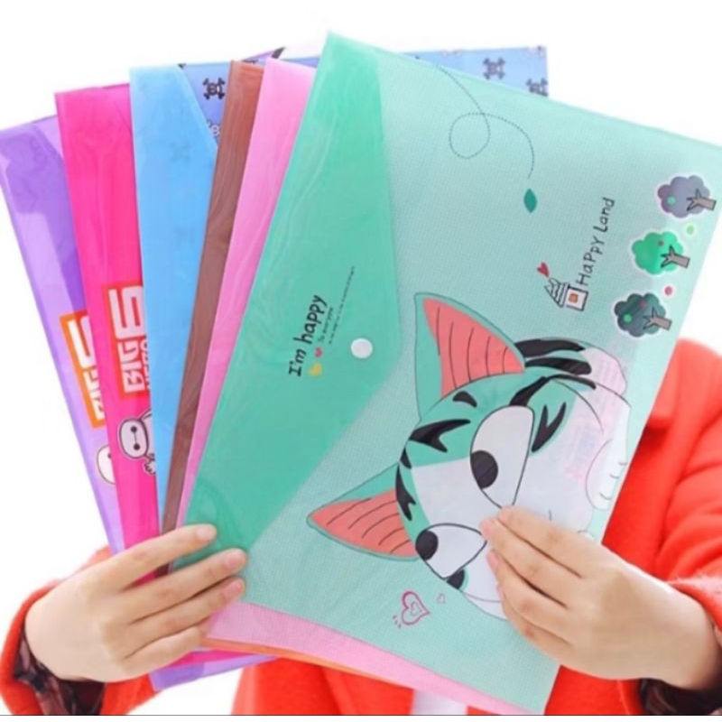 Jual Map Plastik Ukuran A4 Berkancing Klip Karakter Unik dan Lucu / Map ...