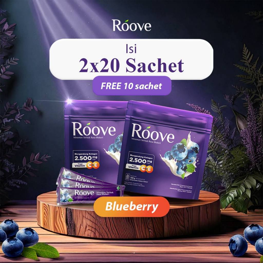 Jual Roove Blueberry Collagen Drink (2 Pouch Free 10 Sachet) | Shopee ...