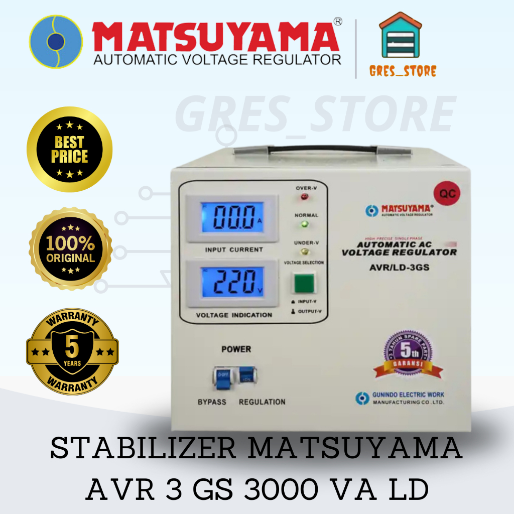Jual STABILIZER AVR MATSUYAMA 3 GS 3000 VA Stabilizer Matsuyama AVR - LD/SKD - 3 GS 3 KVA 1 ...