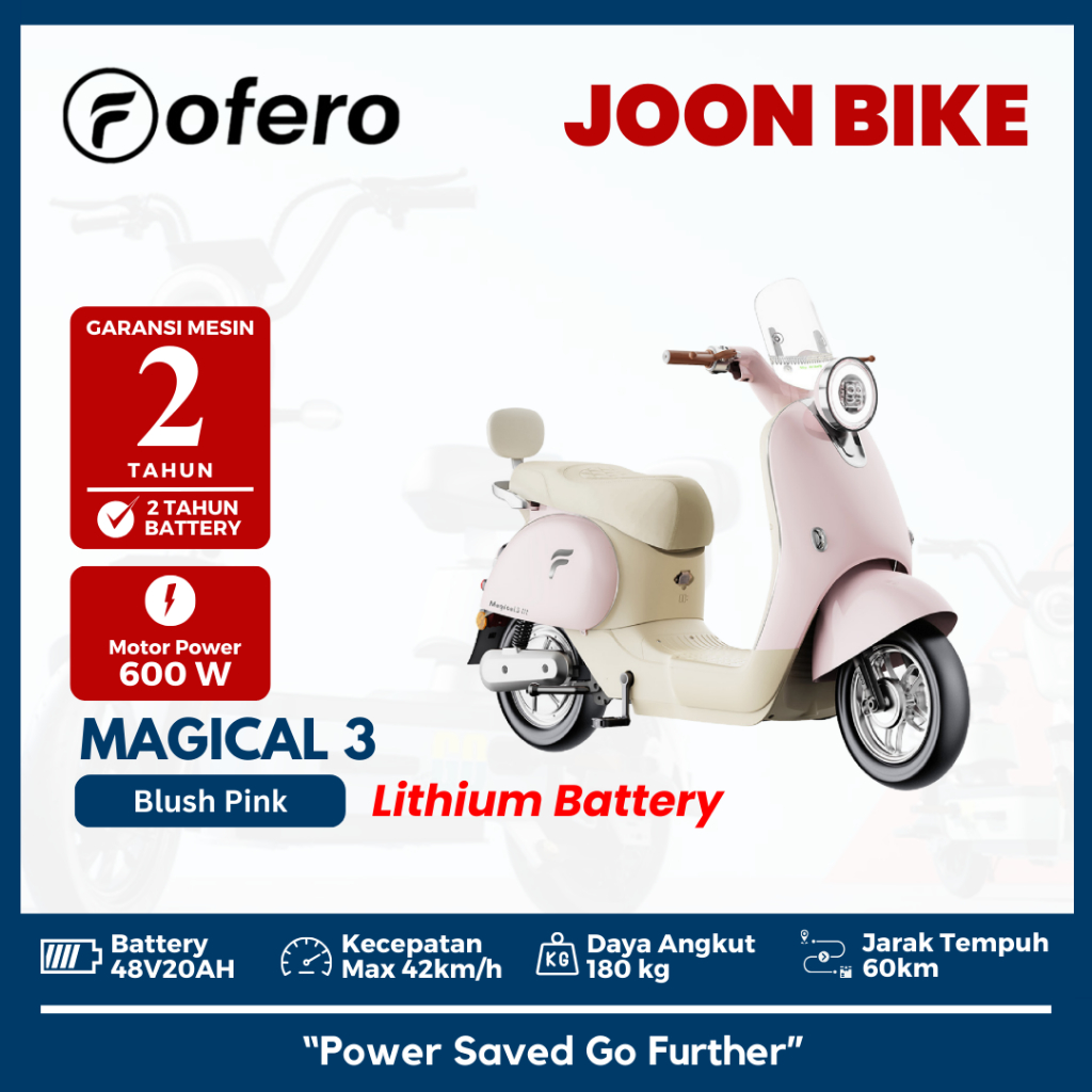 Jual Sepeda Listrik Ofero Magical 3 Lithium Blush Pink 42KM/H ...