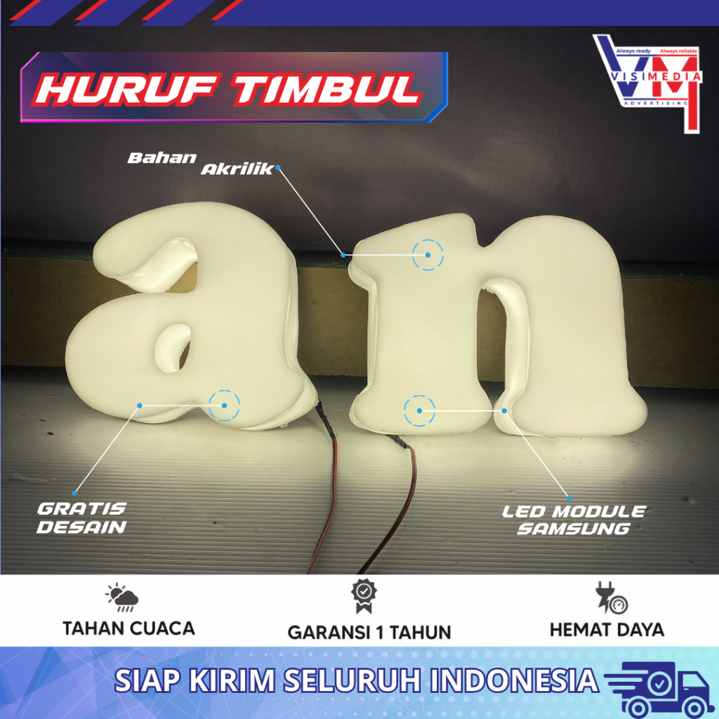 Jual Lampu Huruf Timbul Neon Box Huruf Tulisan Akrilik Custom Huruf ...