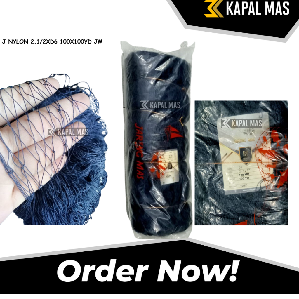 Jual jaring nylon 2.1/2" benang no 6 mrek jaring mas ikan tuna 100x100 ...
