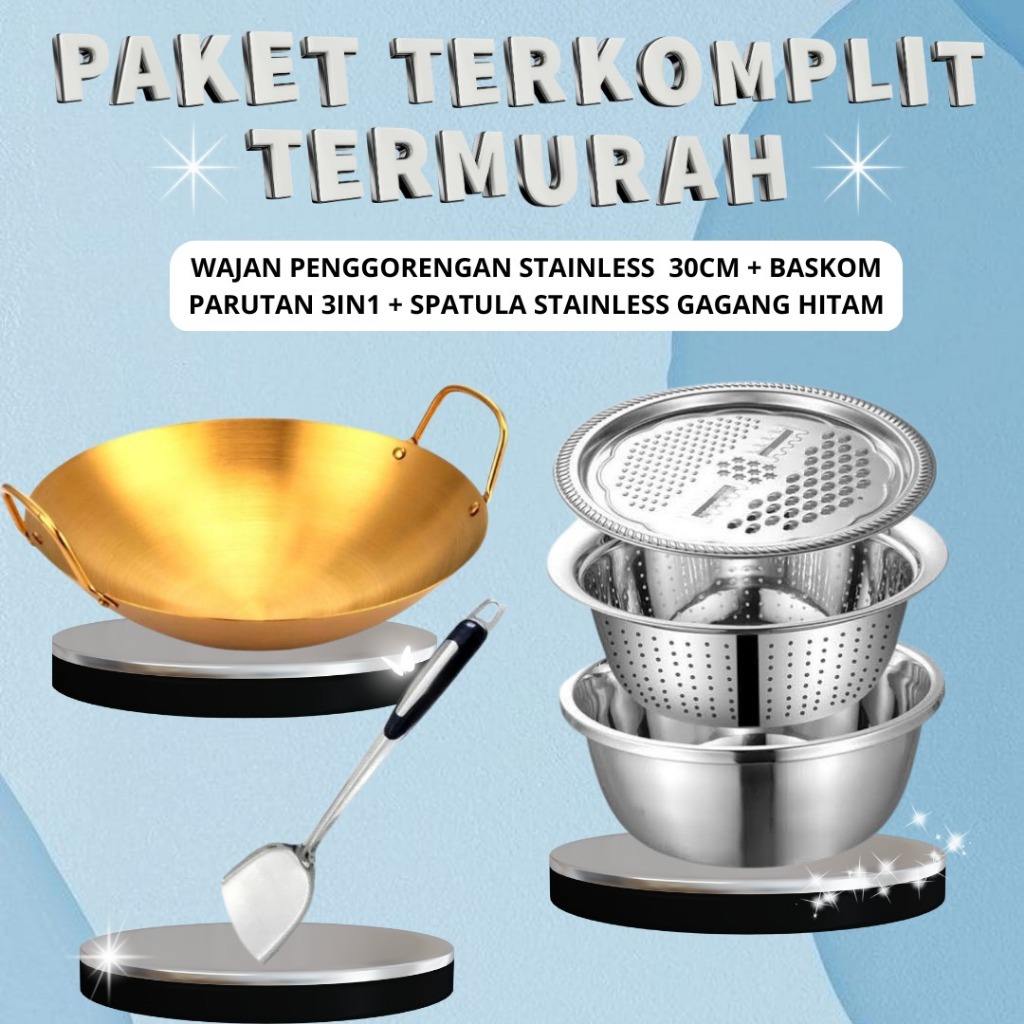 Jual IS - PAKET TERMURAH WAJAN KUALI GOLD UKURAN 30CM + BASKOM ...