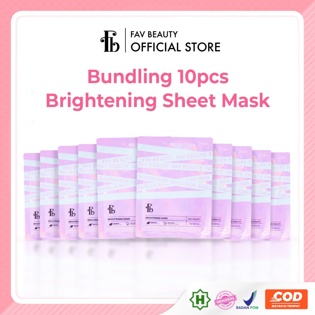 Jual [Get Free Gift] FAV Beauty Bundling 10pcs Brightening Sheet Mask | Sheet Mask Masker ...