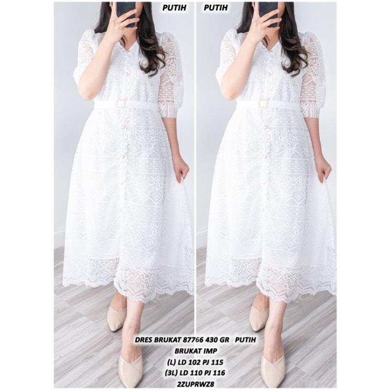 Jual DRESS BRUKAT PREMIUM DRESS BANGKOK SIDI BAPTIS NATAL BAJU KE GEREJA WHITE DRESS ASD 877666 ...