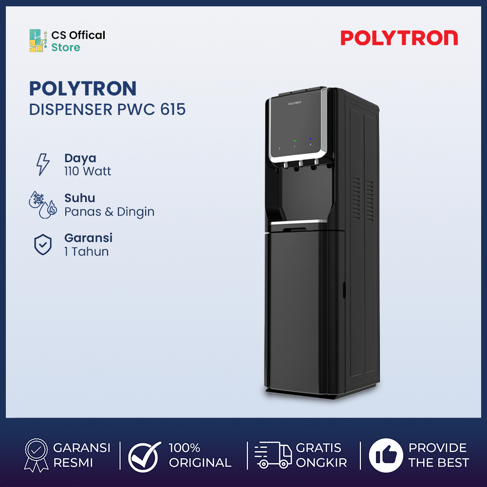 Jual POLYTRON Dispenser Galon Bawah PWC 615 LOW WATT 3 Temperatur Hot ...