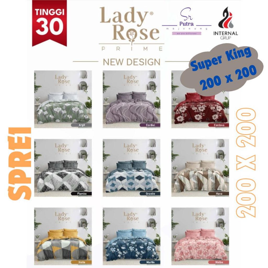 Jual Sprei Lady Rose Prime " Super King " Tinggi 30cm Ukuran 200 x 200 ...