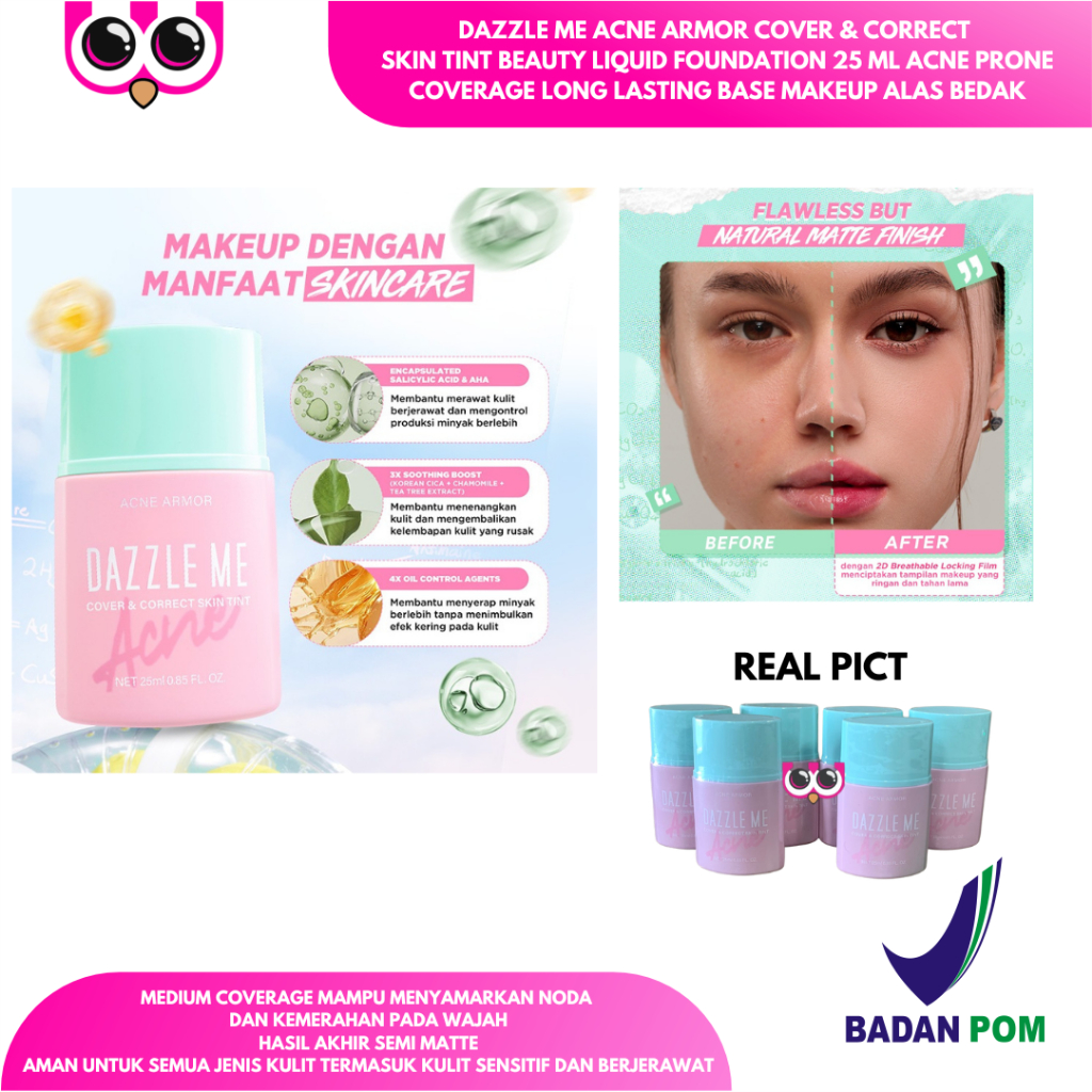 Jual DAZZLE ME ACNE ARMOR COVER & CORRECT SKIN TINT BEAUTY LIQUID ...