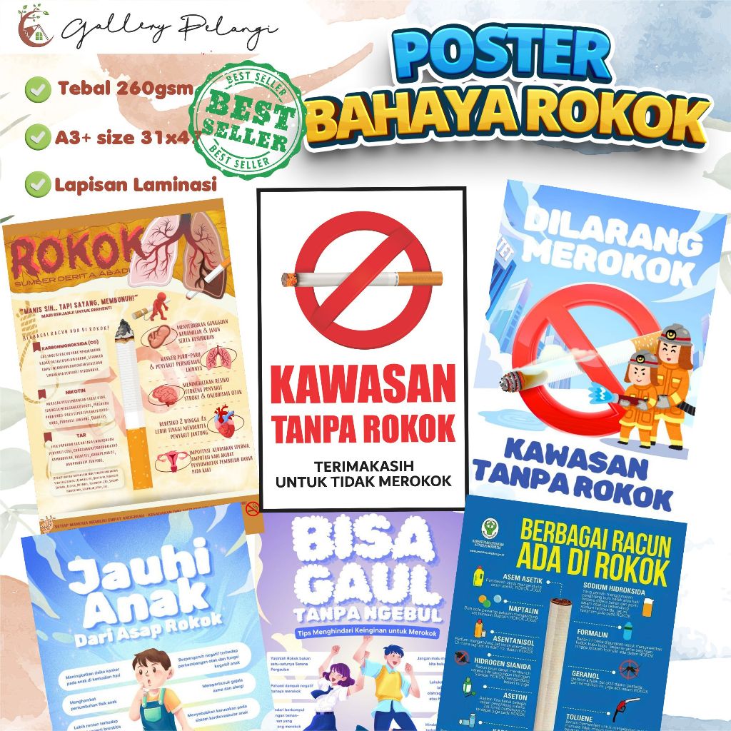 Jual Poster Bahaya Rokok, Dilarang Merokok Untuk Sekolah, Instansi dan ...