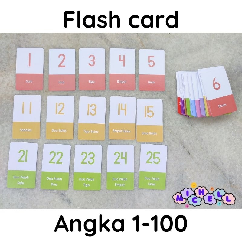 Jual Flashcard Angka 1-100 - Kartu Flash card Edukasi Anak Angka ...