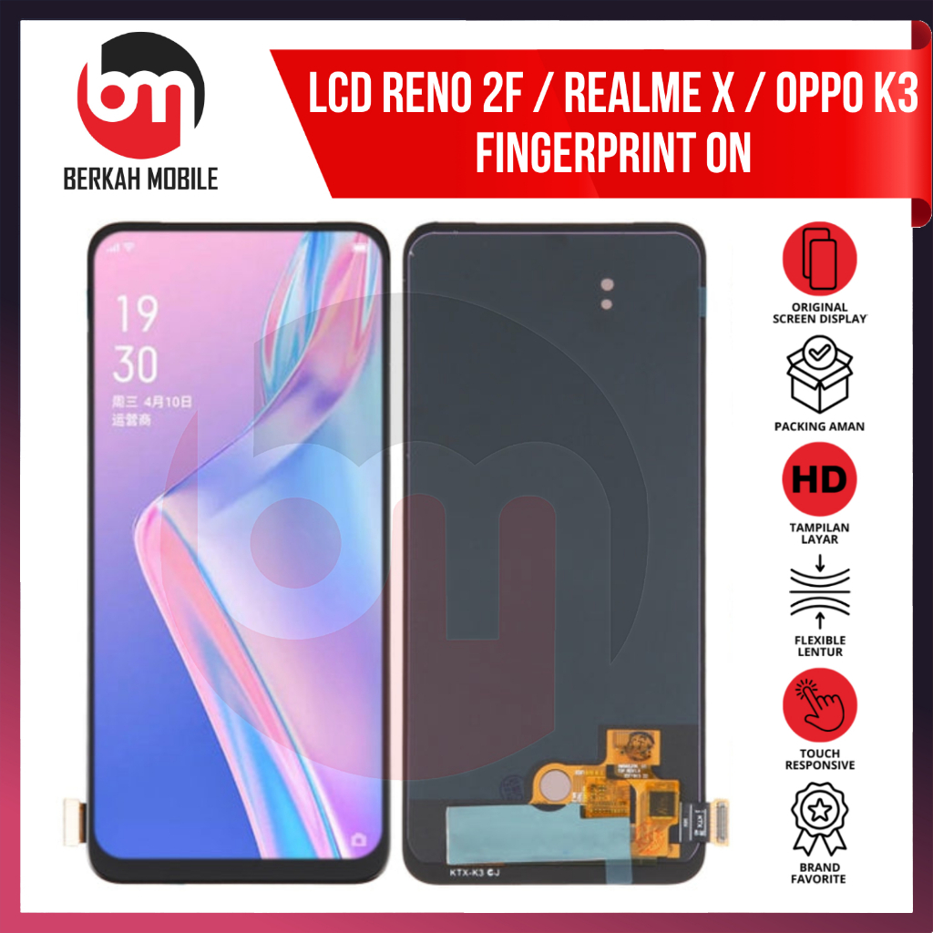 Jual LCD RENO 2F / REALME X / K3 OLED FINGERPRINT ORIGINAL BERGARANSI FREE PACKING DUS & LEM ...