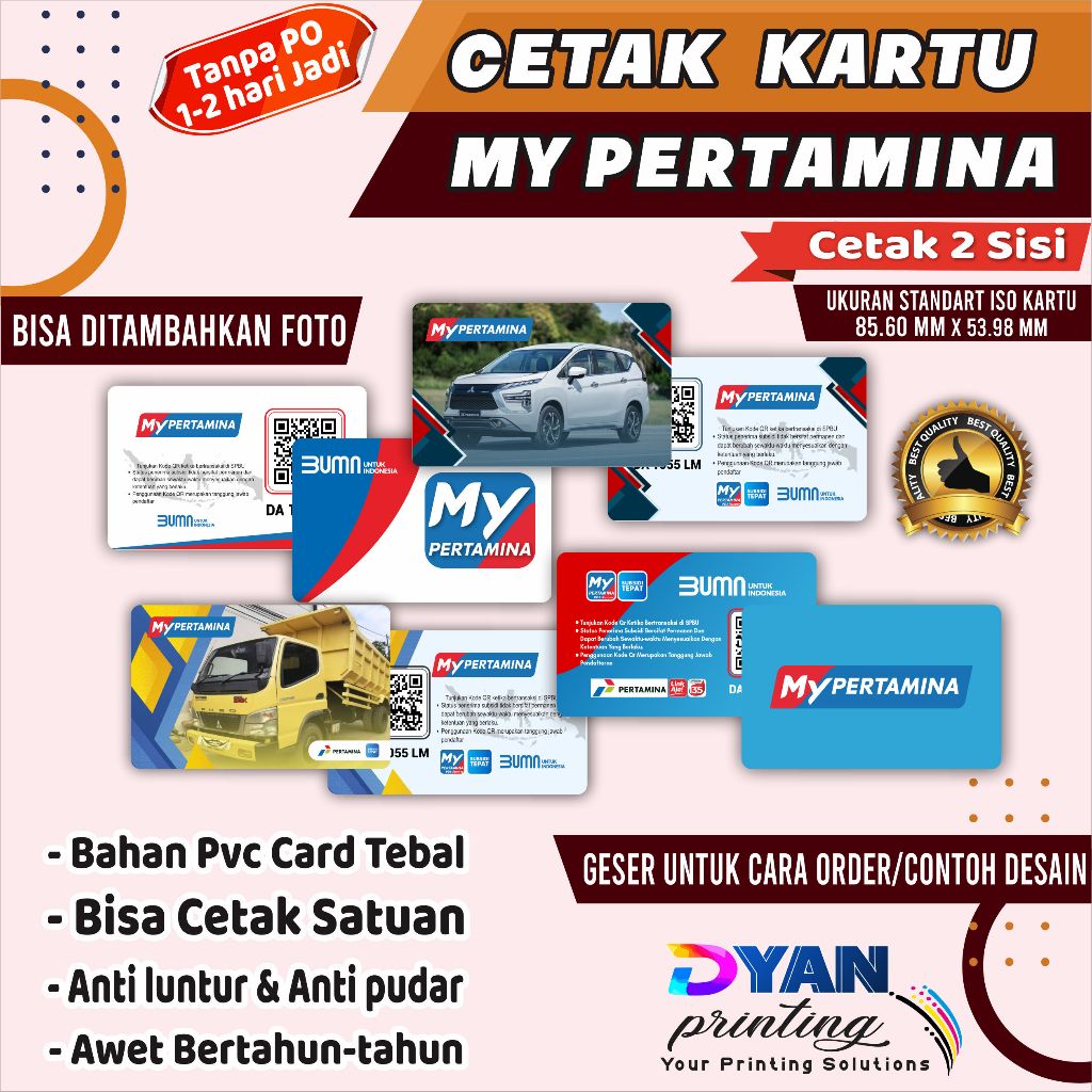 Jual CETAK KARTU MY PERTAMINA / BARCODE MY PERTAMINA CUSTOM, BAHAN PVC ...