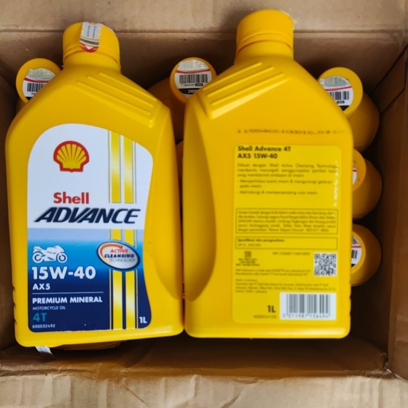 Jual 1 DUS = 12 BOTOL OLI SHELL AX5 ADVANCE 15W-40 1 LITER | Shopee ...