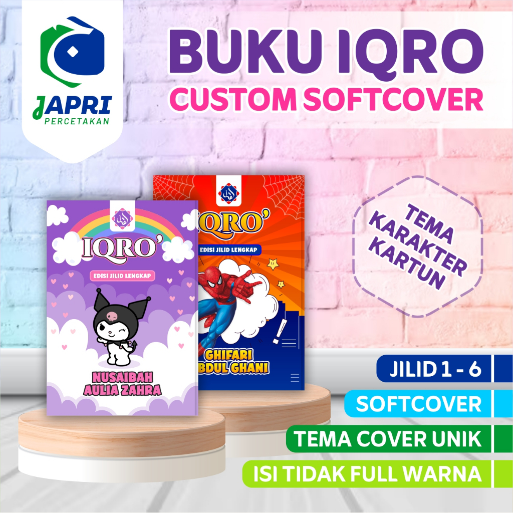 Jual Iqro Custom Cover Tema Karakter Kartun | Buku Iqro Custom Nama dan ...