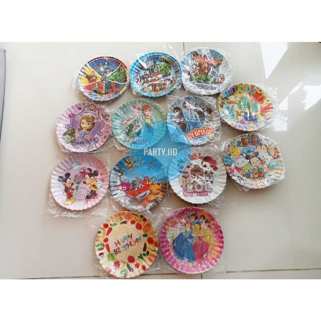 Jual Piring Kue Ulang Tahun Karakter/ Piring Bulat Kecil Ultah / Piring ...