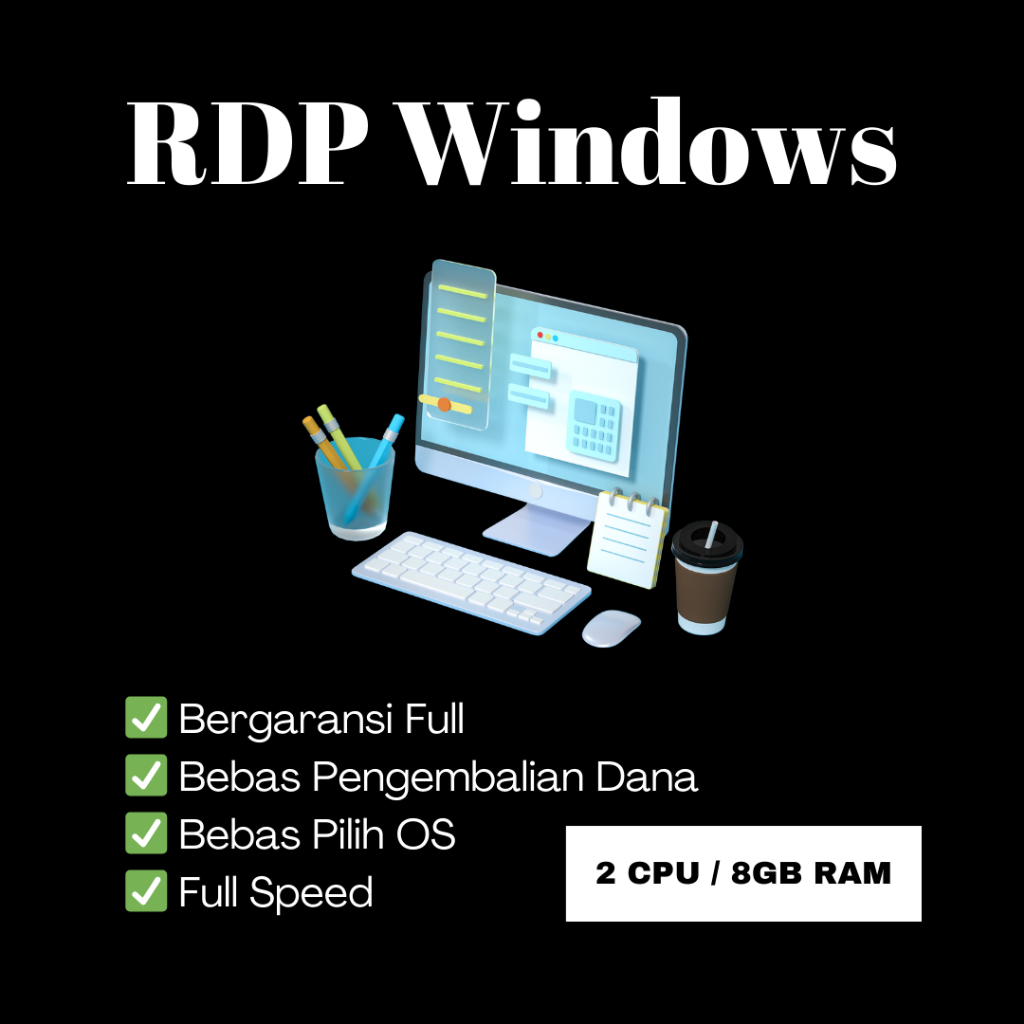 Jual RDP Windows 2CPU 8GB RAM 100GB Server Indonesia dan Singapore | Shopee Indonesia