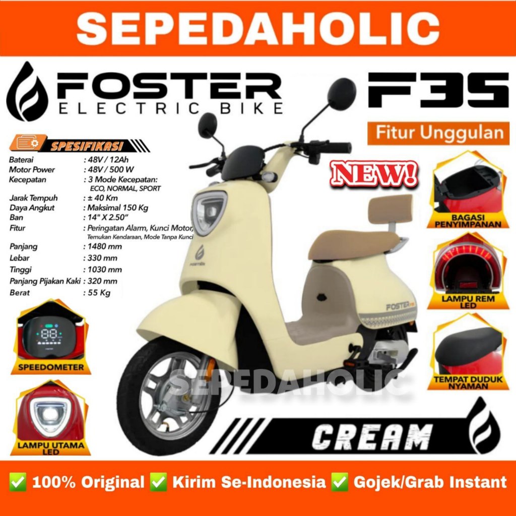 Jual Sepeda Listrik FOSTER F35 F 35 BY PACIFIC 500 Watt Electric E Bike | Shopee Indonesia