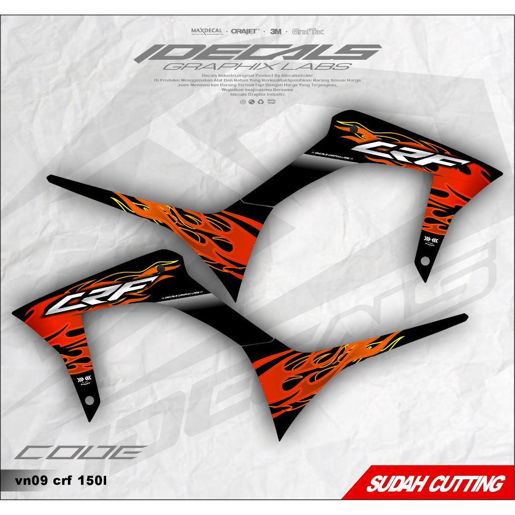 Jual sticker striping crf 150l motif api simpel chrome,hologram sudah ...