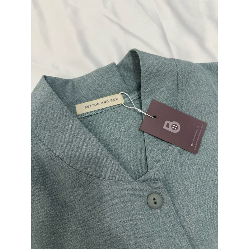 Jual NEW - BLOUSE/blazer by BUTTON and BOW (Blue,Biru) | Shopee Indonesia