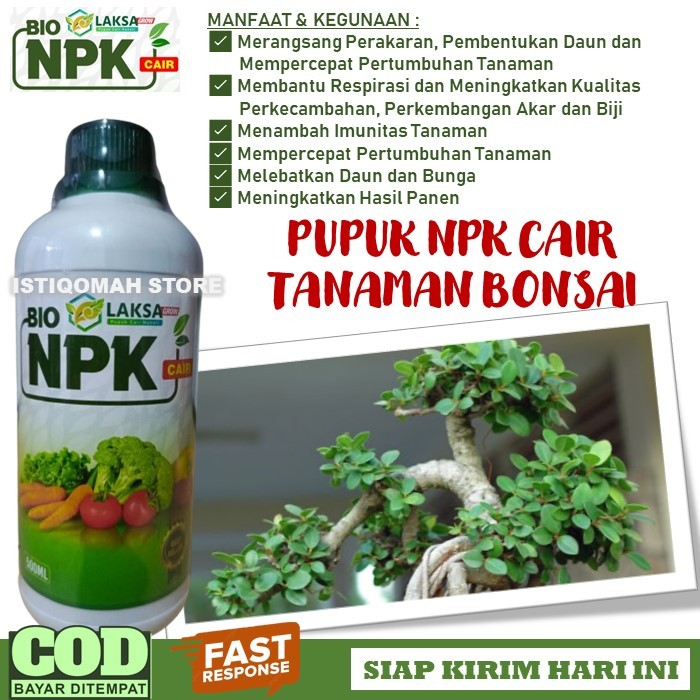 Jual Pupuk Penyubur Akar dan Daun Bonsai Terbaik BIO NPK LAKSA GROW isi 500ML | Shopee Indonesia