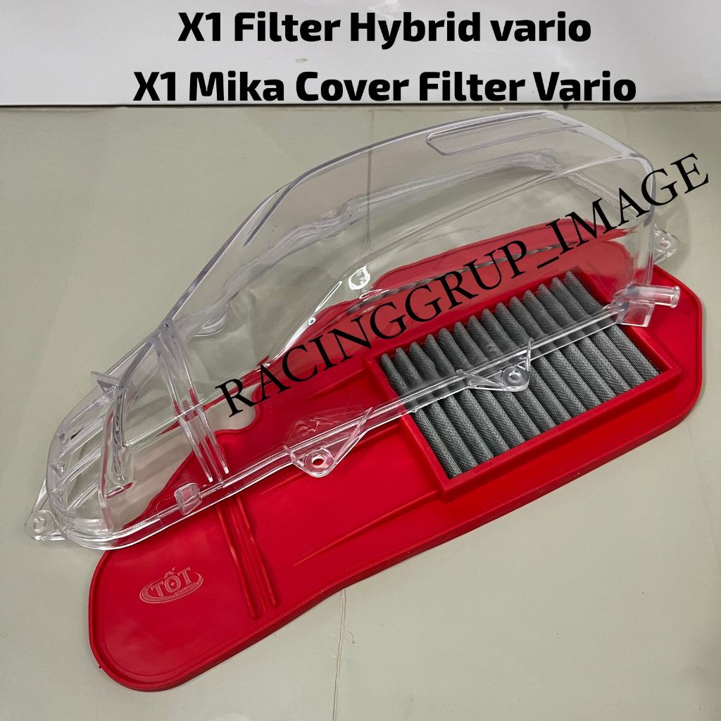 Jual RACINGGRUP2 Tutup Hawa Bening + Filter Udara Hybrid merah Vario ...