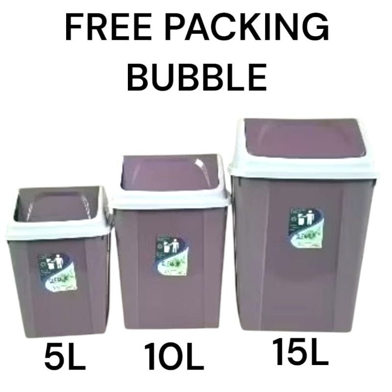 Jual tempat sampah cleanup great coklat persegi TUTUP GOYANG tong sampah keranjang sampah ...