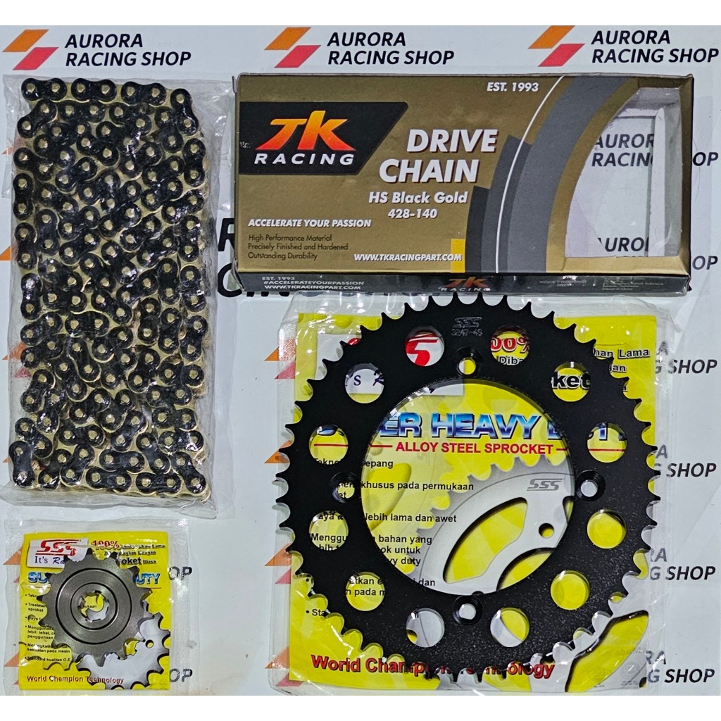 Jual GEAR SET SSS BLACK KLX 150 / D TRACKER 150 & RANTAI TK 428 HS BLACK GOLD ORIGINAL | Shopee ...