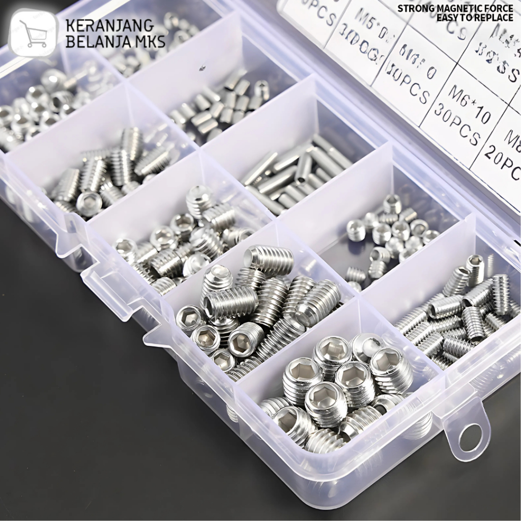 Jual Set Baut Tanam L Sekrup Soket Hex M3-M8 Headless 200 PCS | Shopee Indonesia