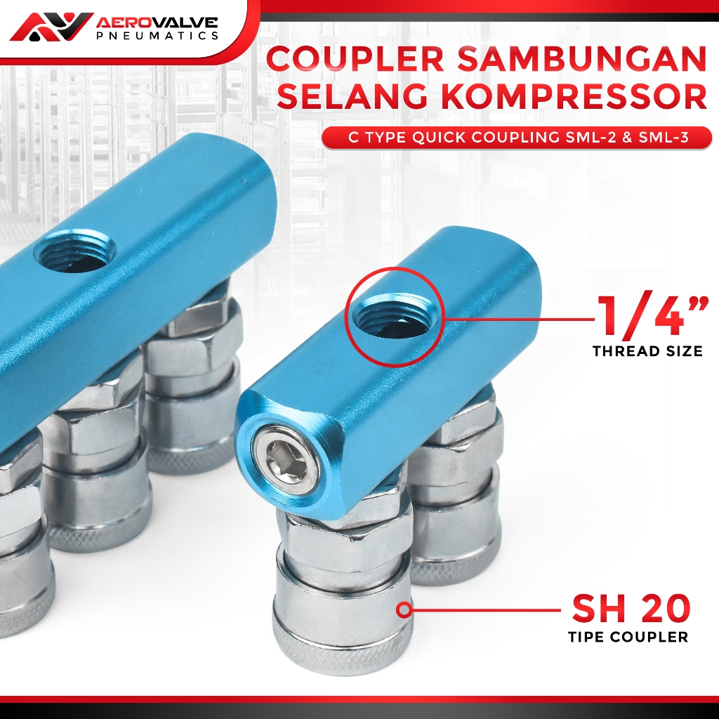 Jual Quick Coupling Cabang Coupler Kopler Sambungan Selang Angin ...